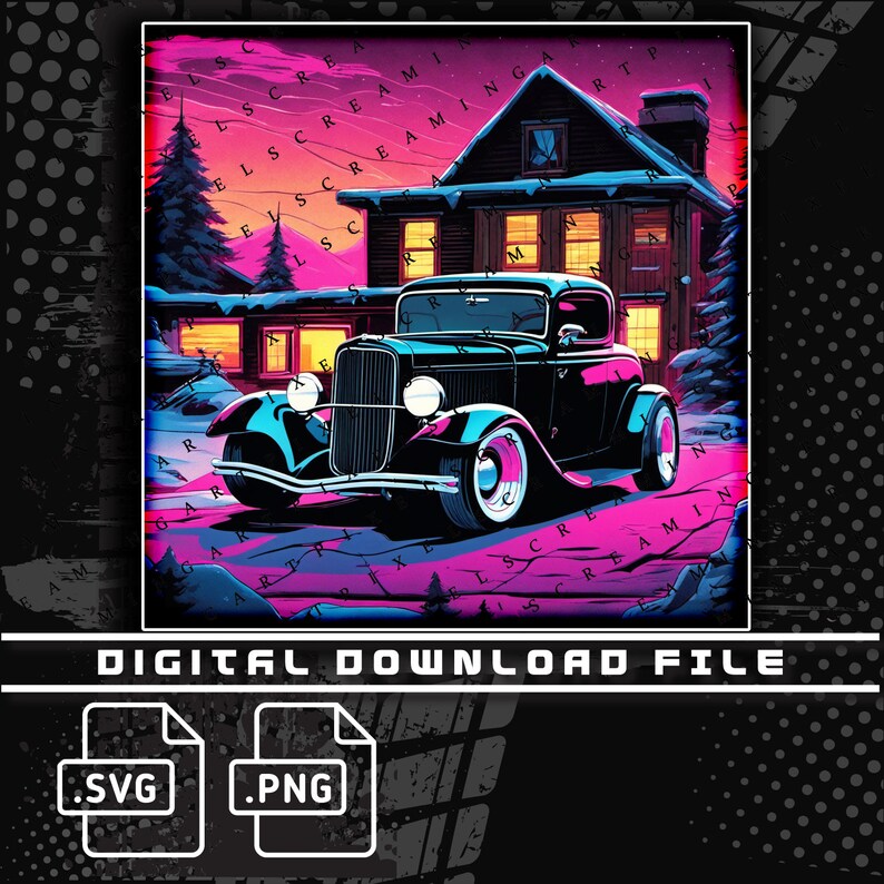 1932 Hot Rod Coupe, Christmas Scene, Rat Rod, Hot Rod PNG SVG 4 Pack ...