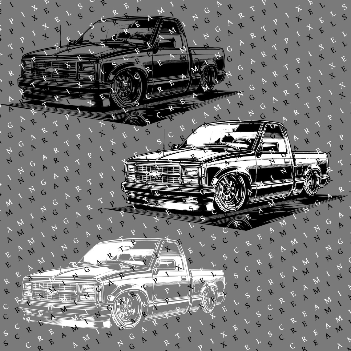 Chevy S10 Mini Truckin Digital File, PNG and SVG Files, Obs Truck ...