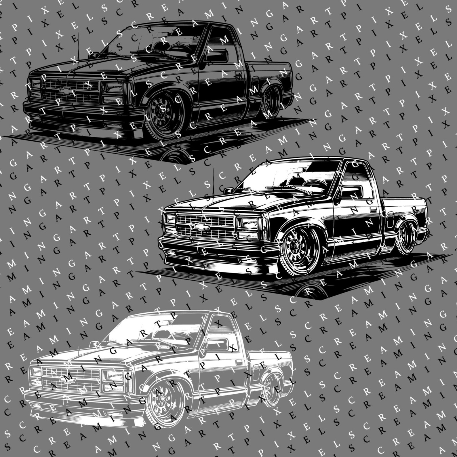 Chevy S10 Mini Truckin Digital File, PNG and SVG Files, Obs Truck ...