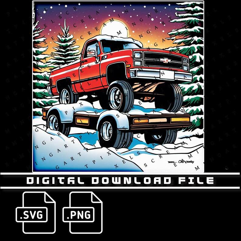 Chevy Squarebody Truck, Chevy C10, Digital File 4 Pack #4, Christmas ...