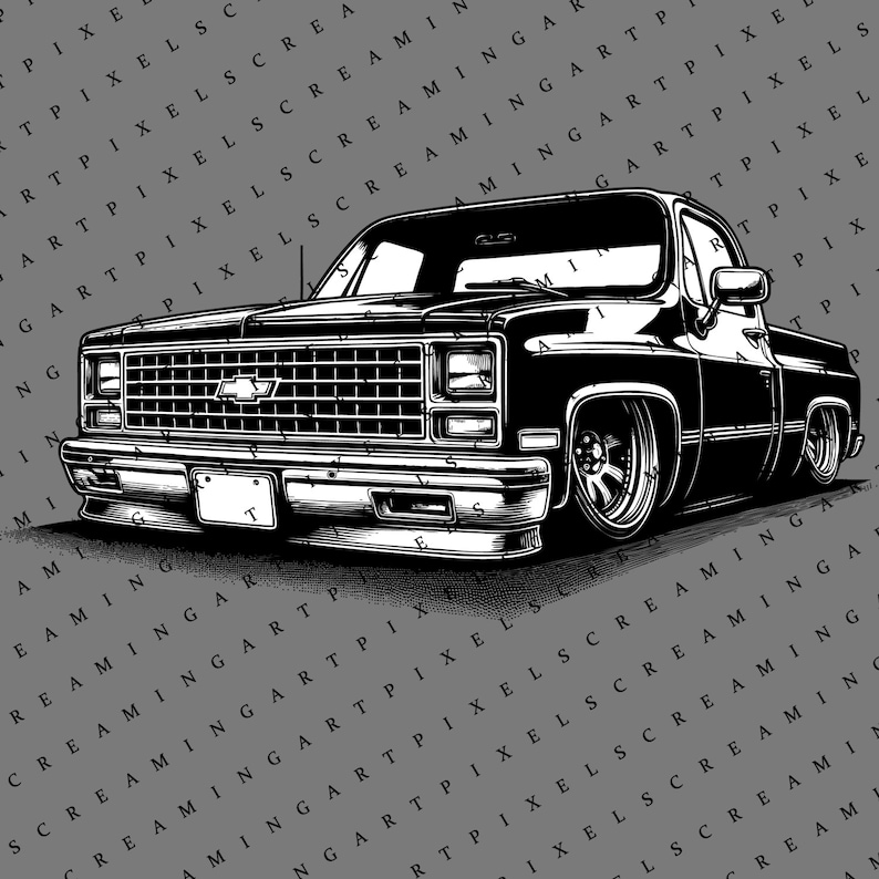 Chevy Squarebody Slammed C10 Digital File, PNG and SVG Files, Chevy C10 ...