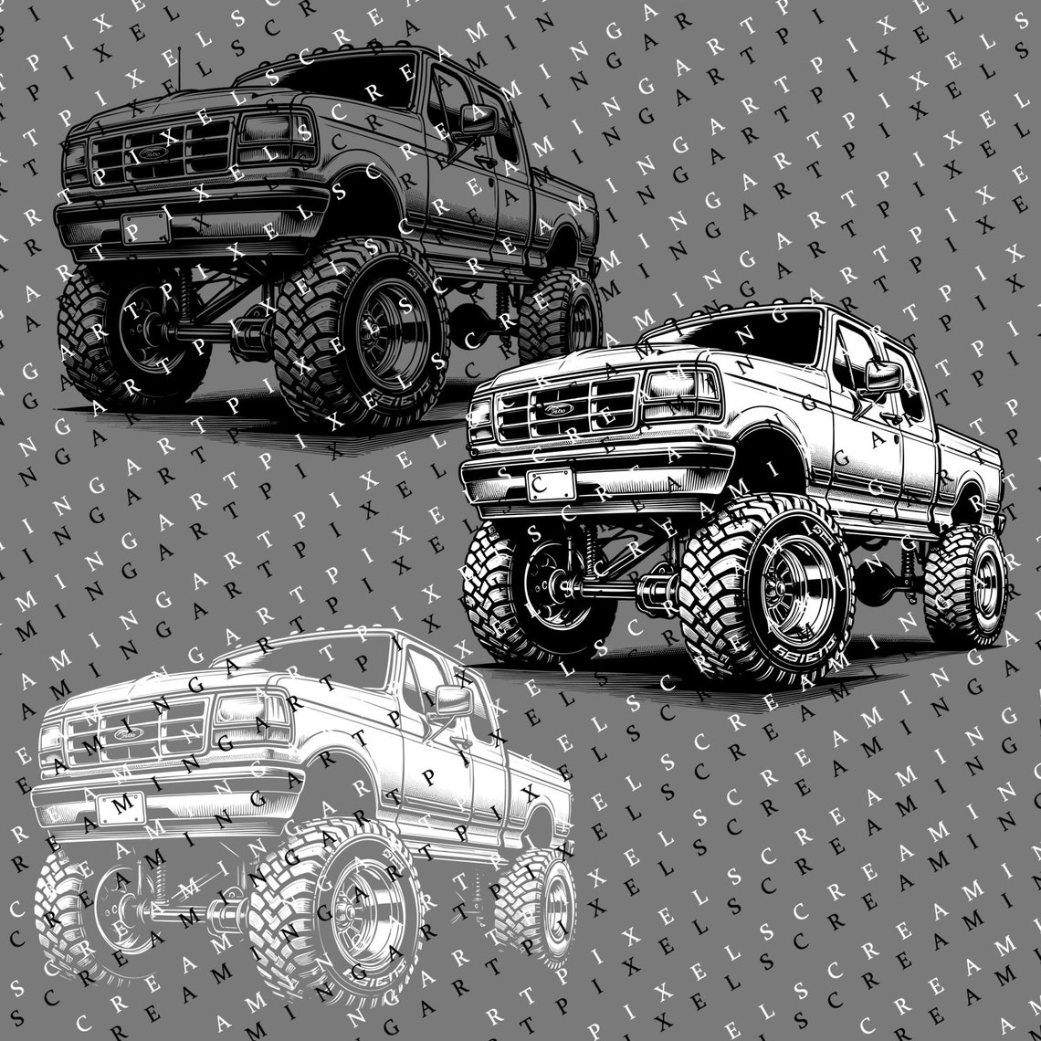 Ford F250 Xlt Extended Cab Digital File, Obs Truck PNG and SVG Files ...