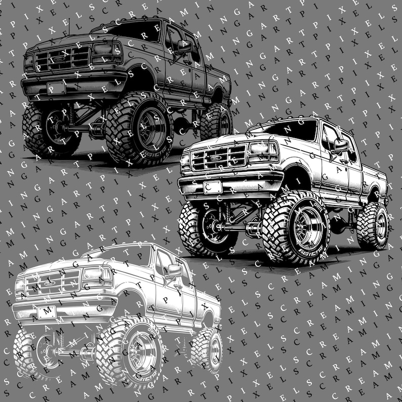 Ford F250 Xlt Extended Cab Digital File, Obs Truck PNG and SVG Files ...