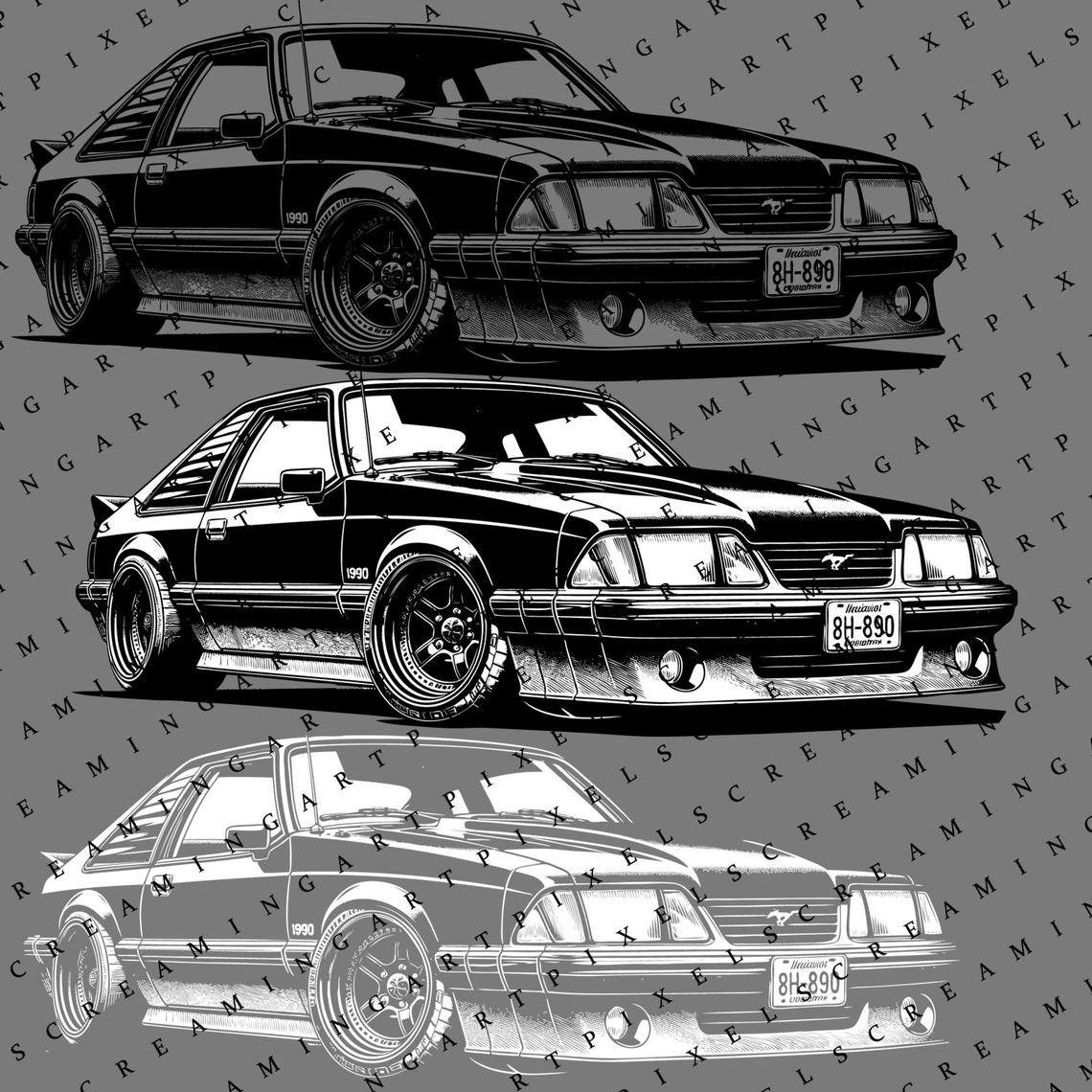 Ford Foxbody Mustang 5.0, Hatchback Foxbody Digital File, PNG and SVG ...