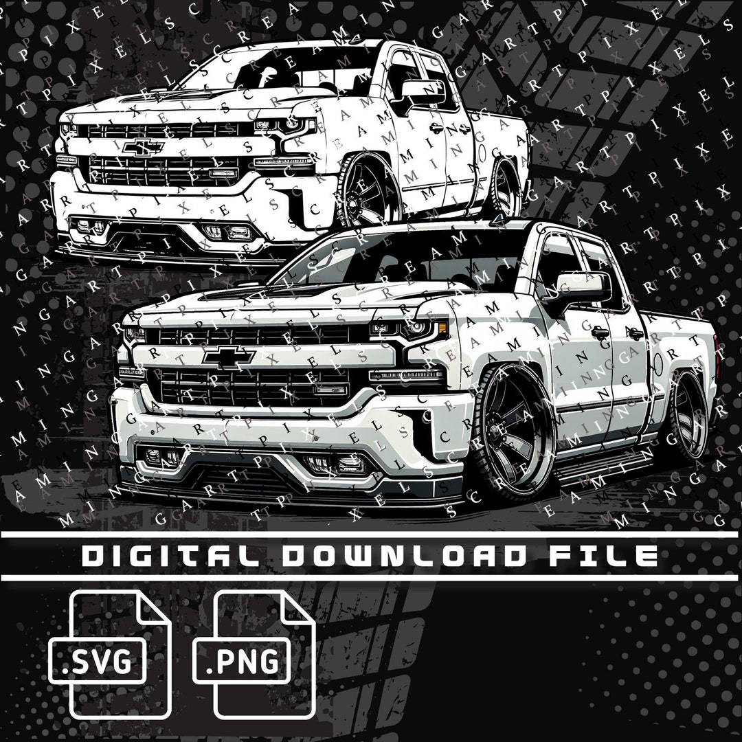 Chevy Silverado 1500 Digital File, PNG and SVG Files, Obs Truck ...