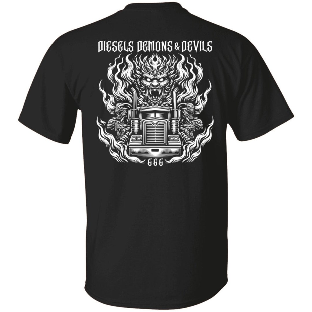 Diesels, Demons & Devils Demons and Flames, Trucker Shirt, Semi-truck ...