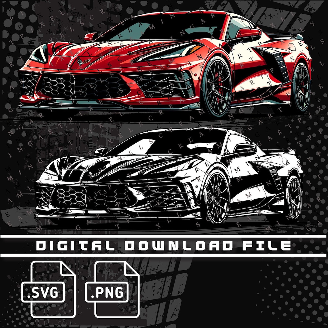 2024 Chevy Corvette C8 Silhouette Digital File, C8 Silhouette, Chevy Racing, Corvette PNG and ...
