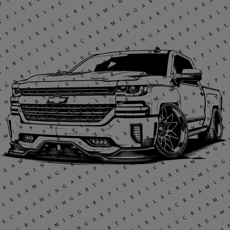 Chevy Silverado 1500 Single Cab Digital File, PNG and SVG Files, Obs ...