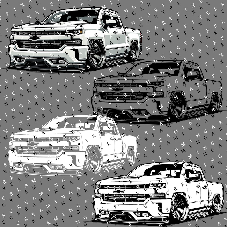 Chevy Silverado 1500 Digital File, PNG and SVG Files, Obs Truck ...