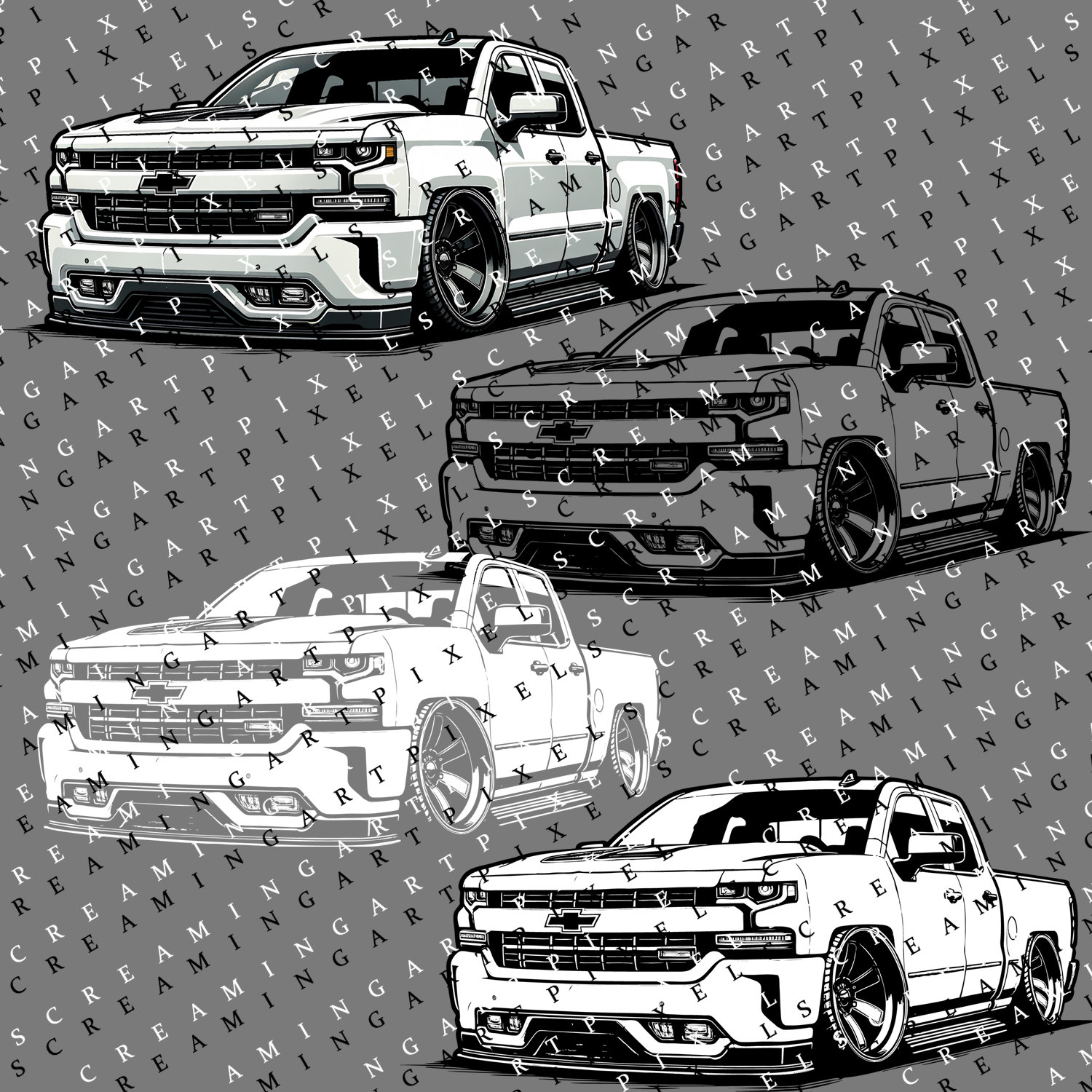 Chevy Silverado 1500 Digital File, PNG and SVG Files, Obs Truck ...