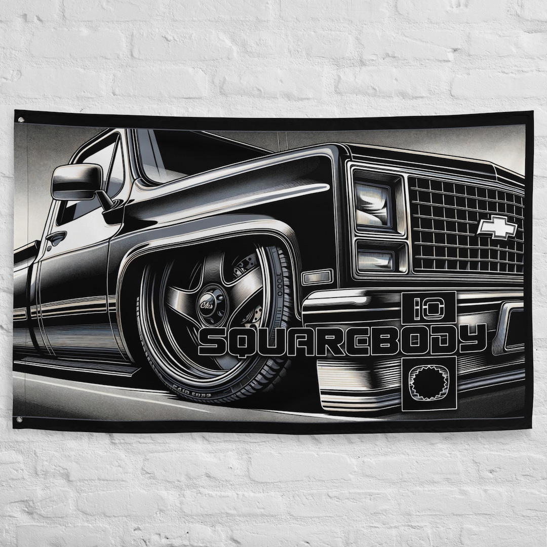 Slammed Squarebody Chevy C10 Emblem Garage Flag - Etsy