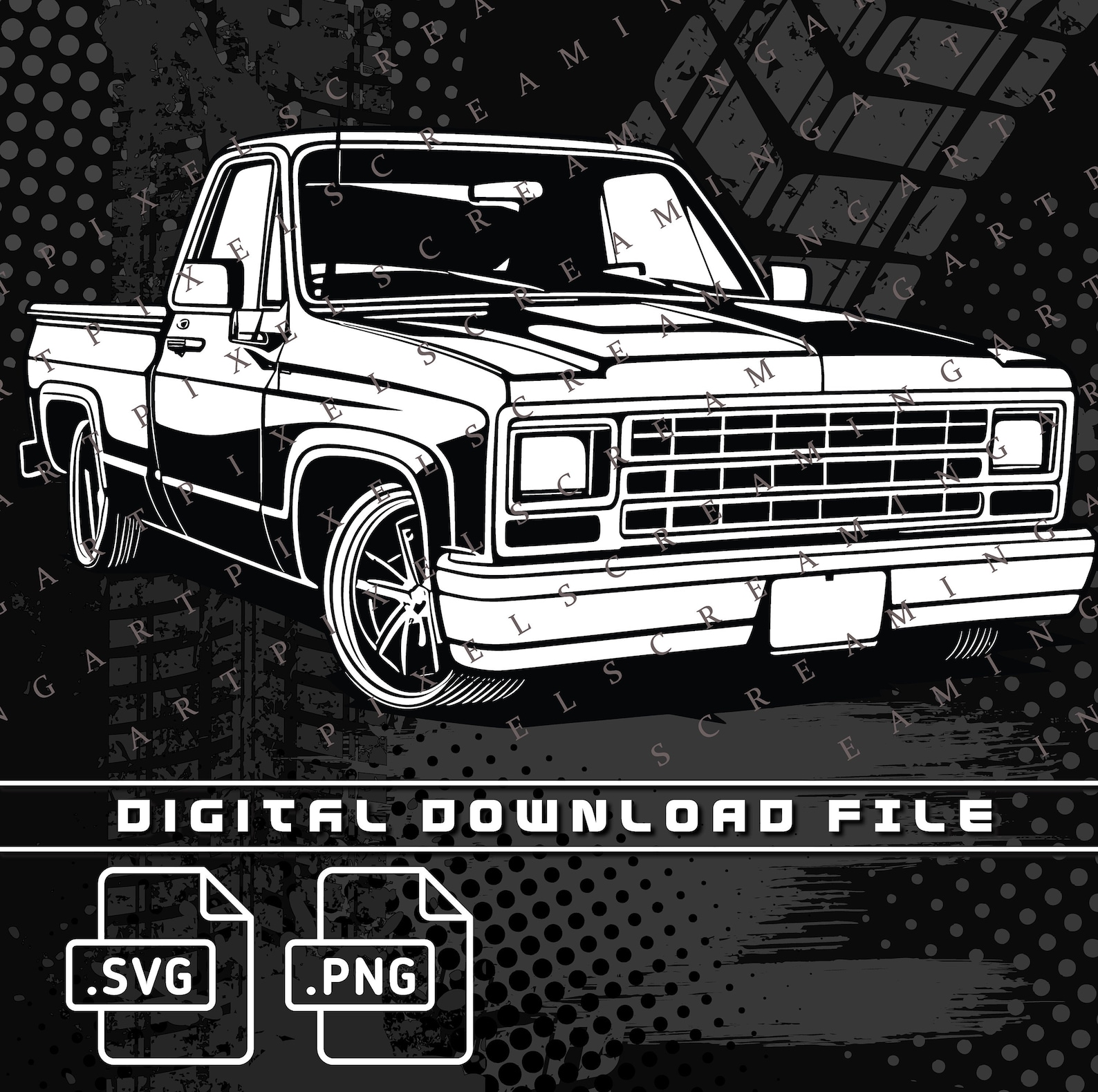 Chevy Squarebody Digital File, C10 Truck File, Chevy Truck, PNG and SVG ...