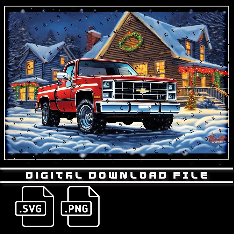Chevy Squarebody Truck, Chevy C10, Digital File 4 Pack #5, Christmas ...