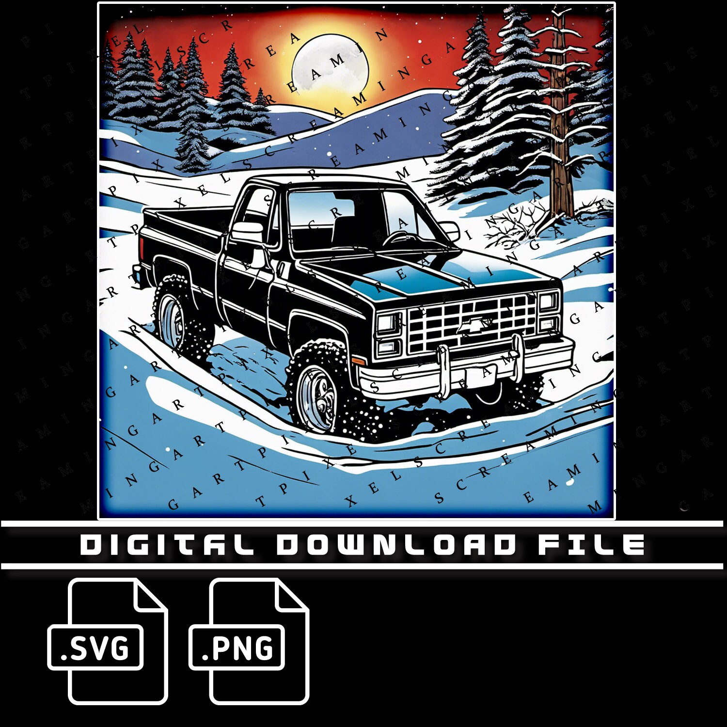 Chevy Squarebody Truck, Chevy C10, Digital File 4 Pack #4, Christmas ...