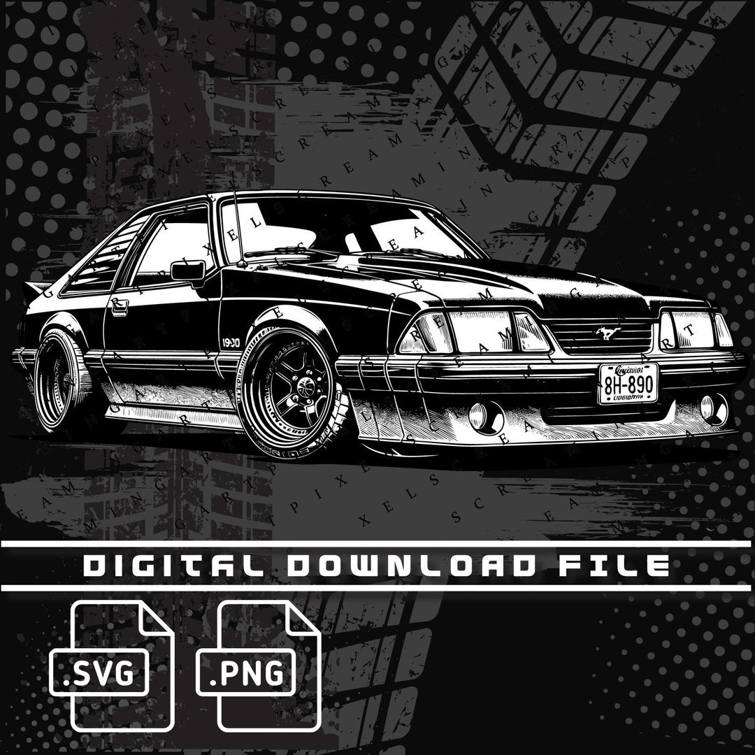Ford Foxbody Mustang 5.0, Hatchback Foxbody Digital File, PNG and SVG ...