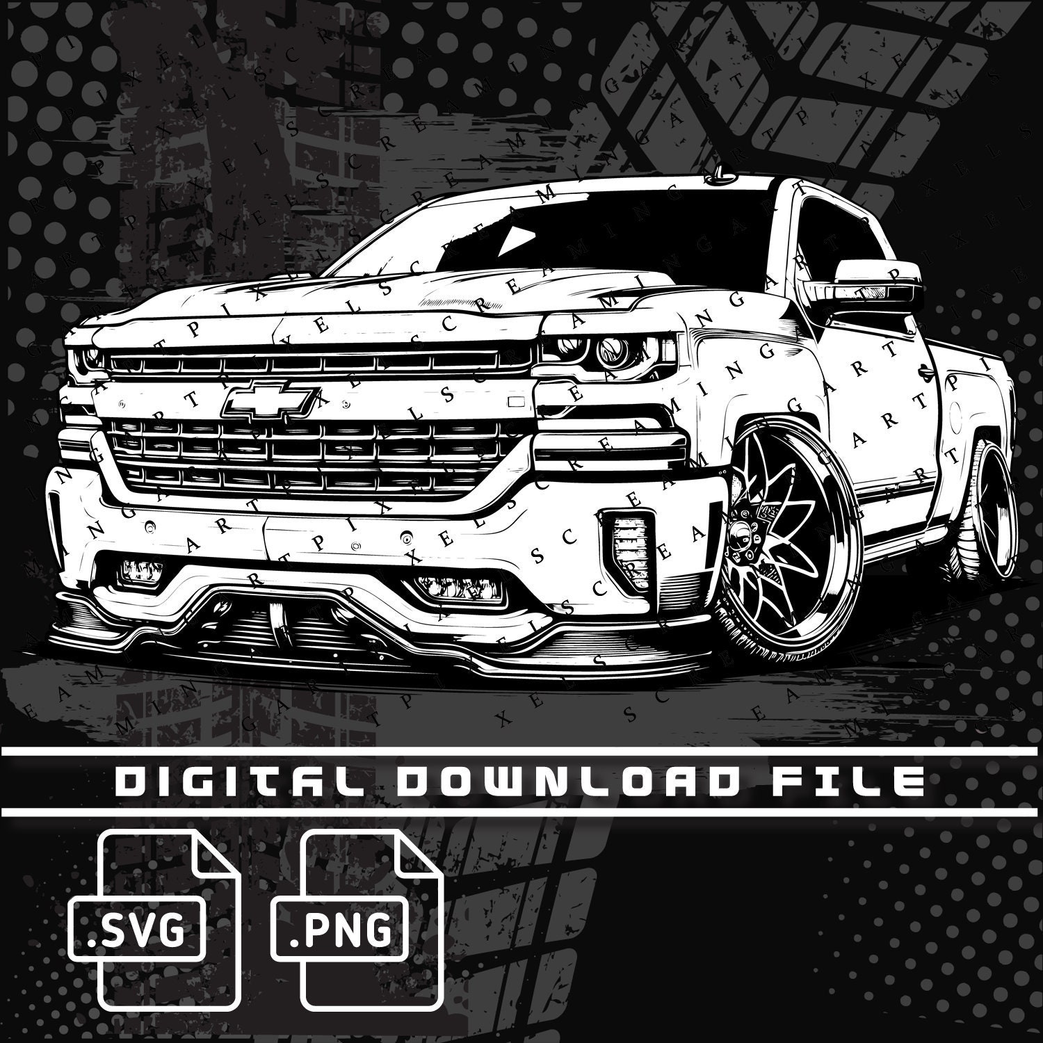 Chevy Silverado 1500 Single Cab Digital File, PNG and SVG Files, Obs ...