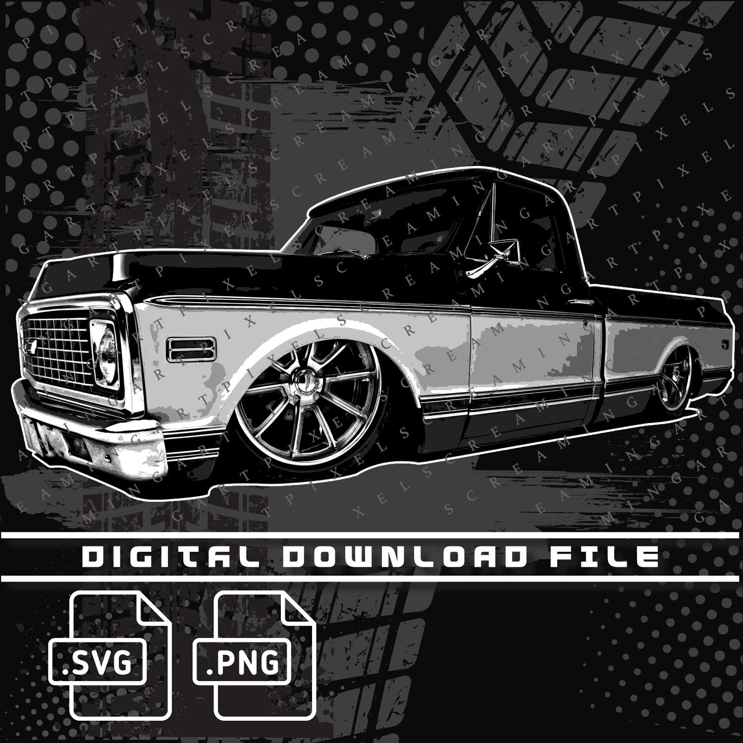 Chevy C10 Custom Slammed Digital File, PNG and SVG File, Chevy C10 ...