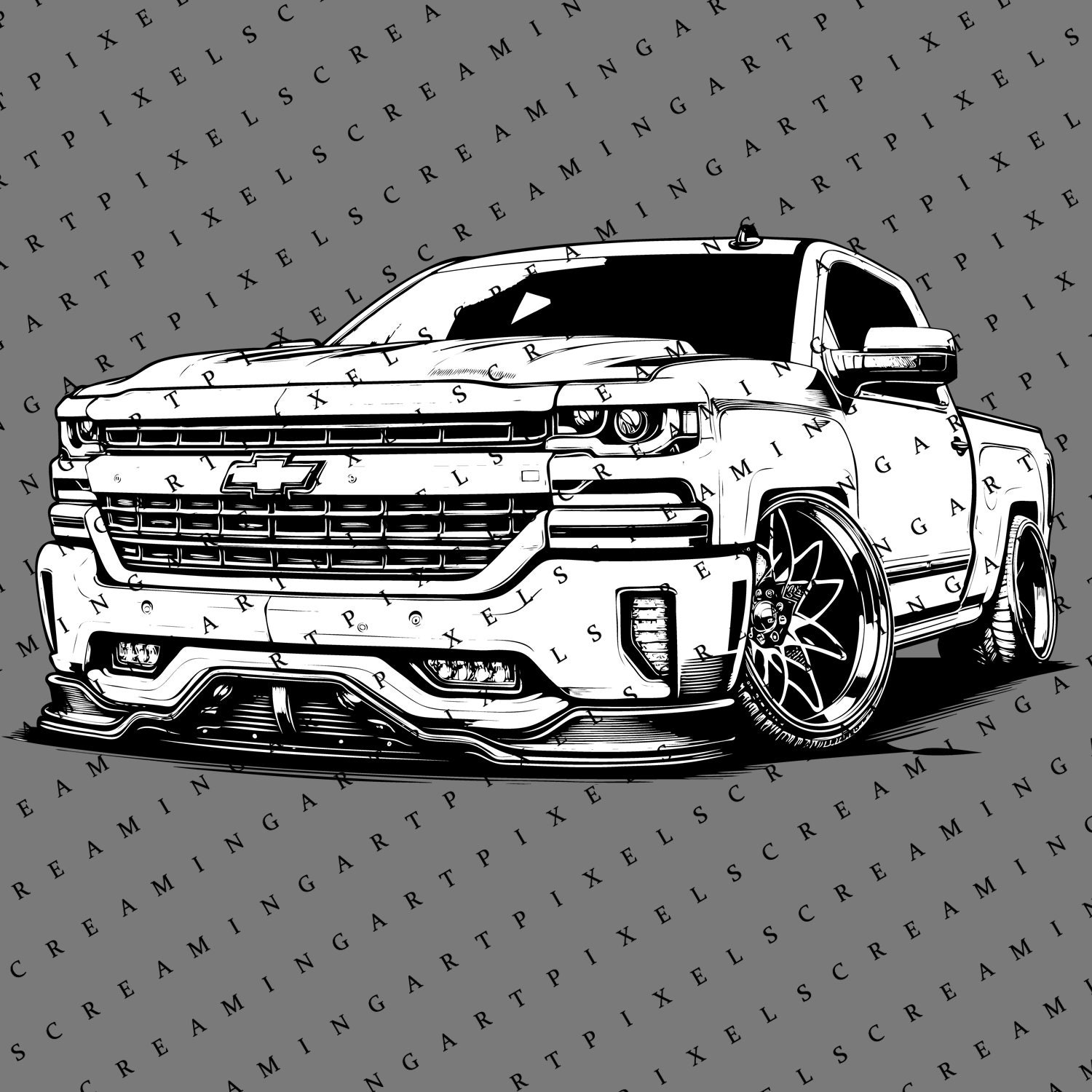 Chevy Silverado 1500 Single Cab Digital File, PNG and SVG Files, Obs ...