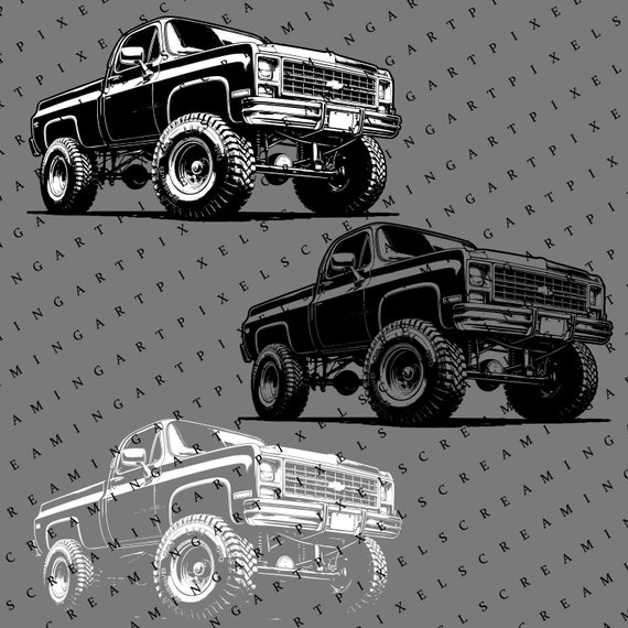 Lifted Chevy Truck Drawing
