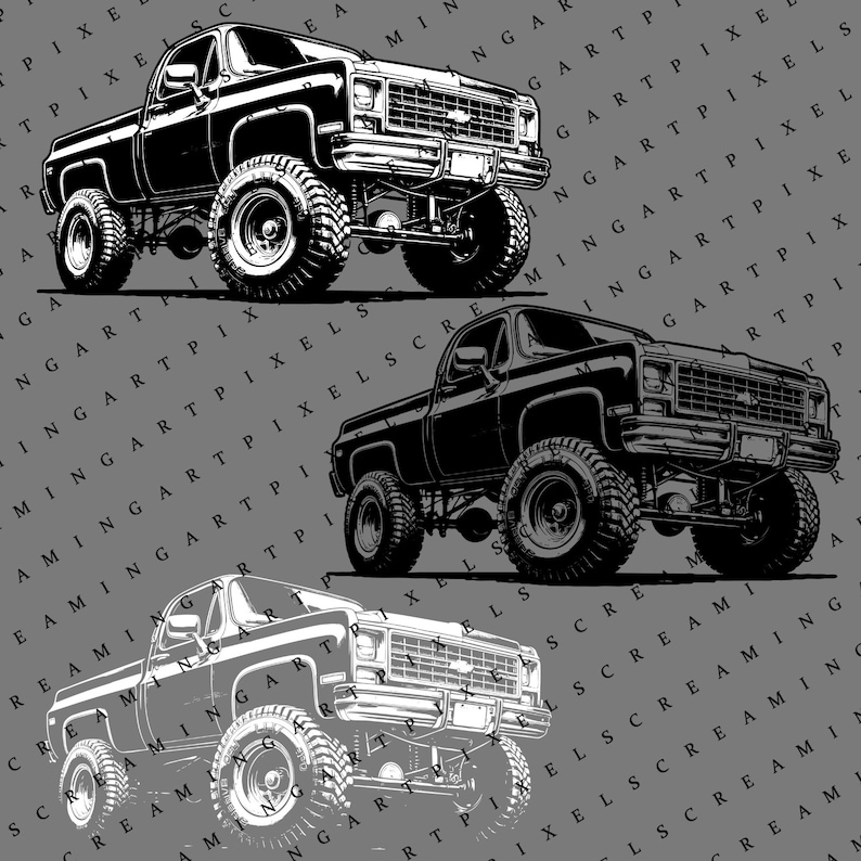 Chevy Squarebody K10 Lifted 4x4 Digital File, PNG and SVG Files, Chevy ...