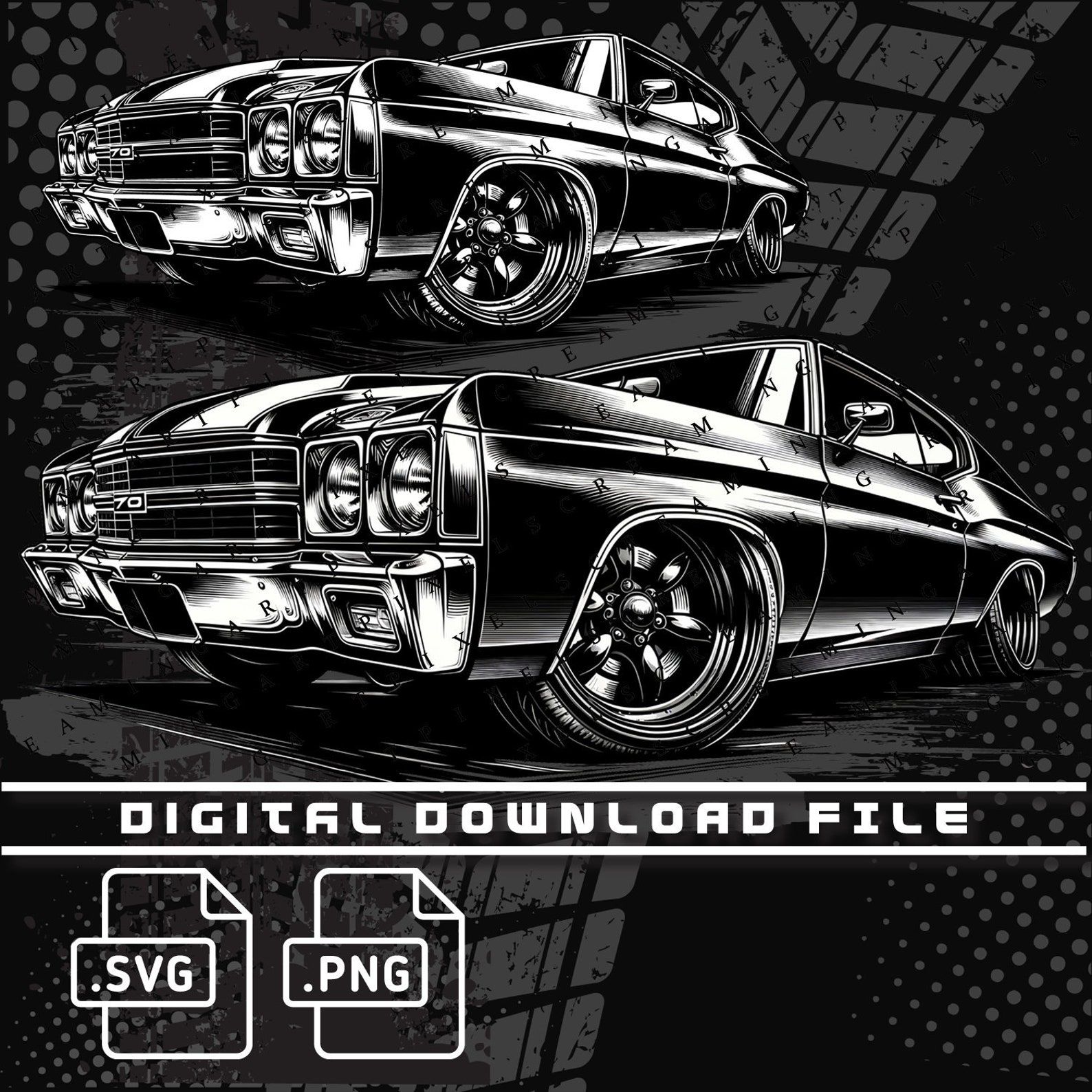 Chevy Chevelle SS, Chevelle Silhouette Digital File, Png & Svg File ...