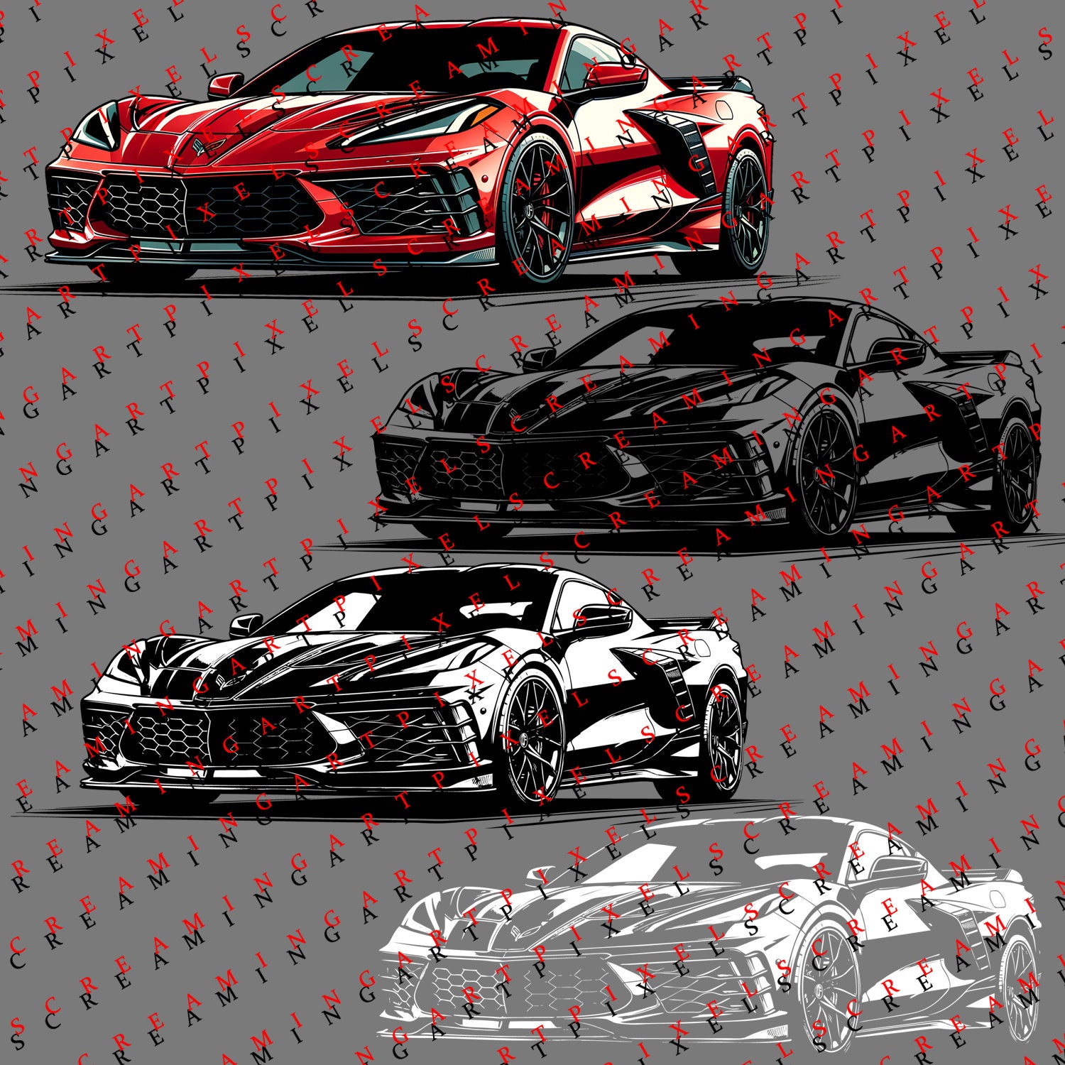 2024 Chevy Corvette C8 Silhouette Digital File, C8 Silhouette, Chevy ...