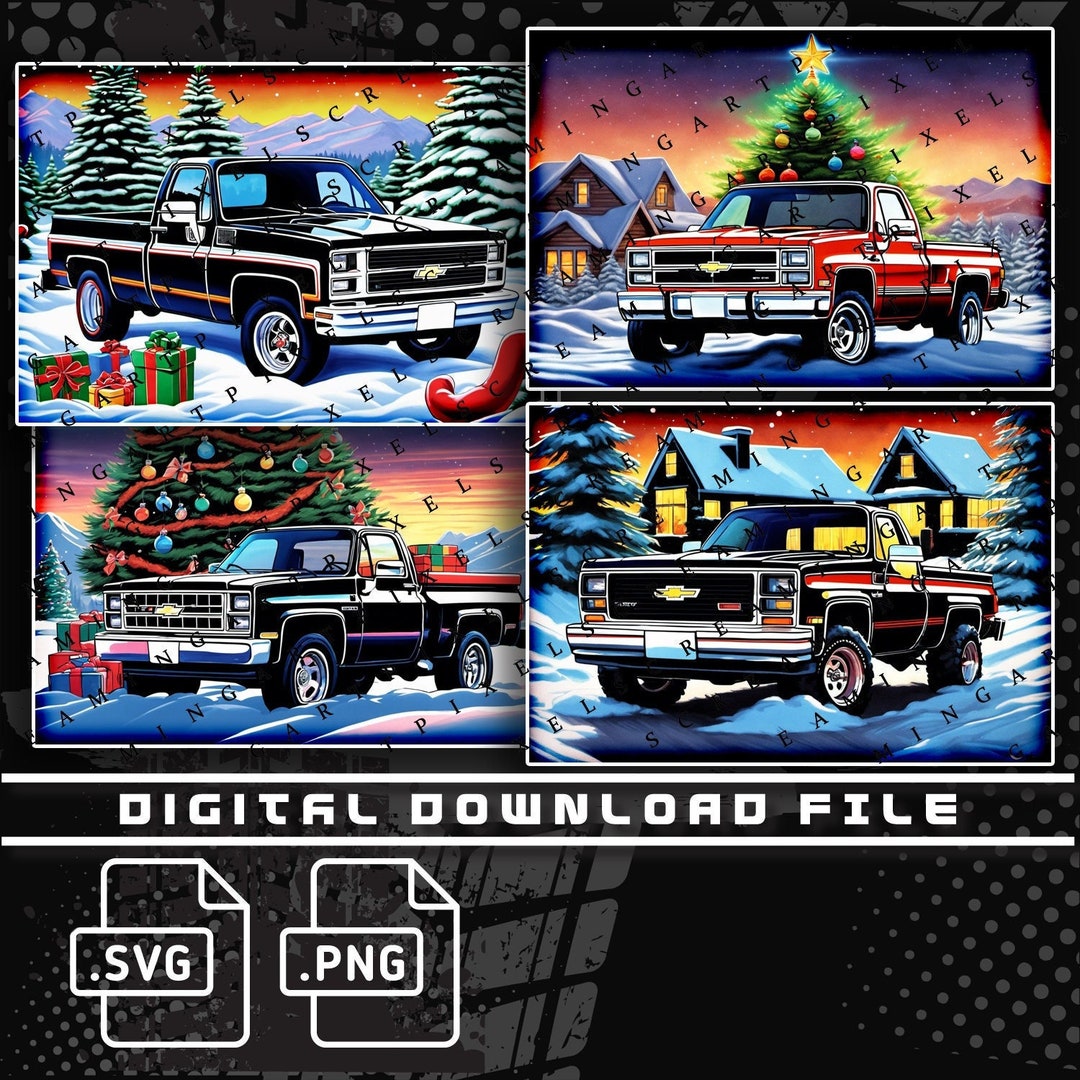 Chevy Squarebody Truck, Chevy C10, Digital File 4 Pack #3, Christmas ...