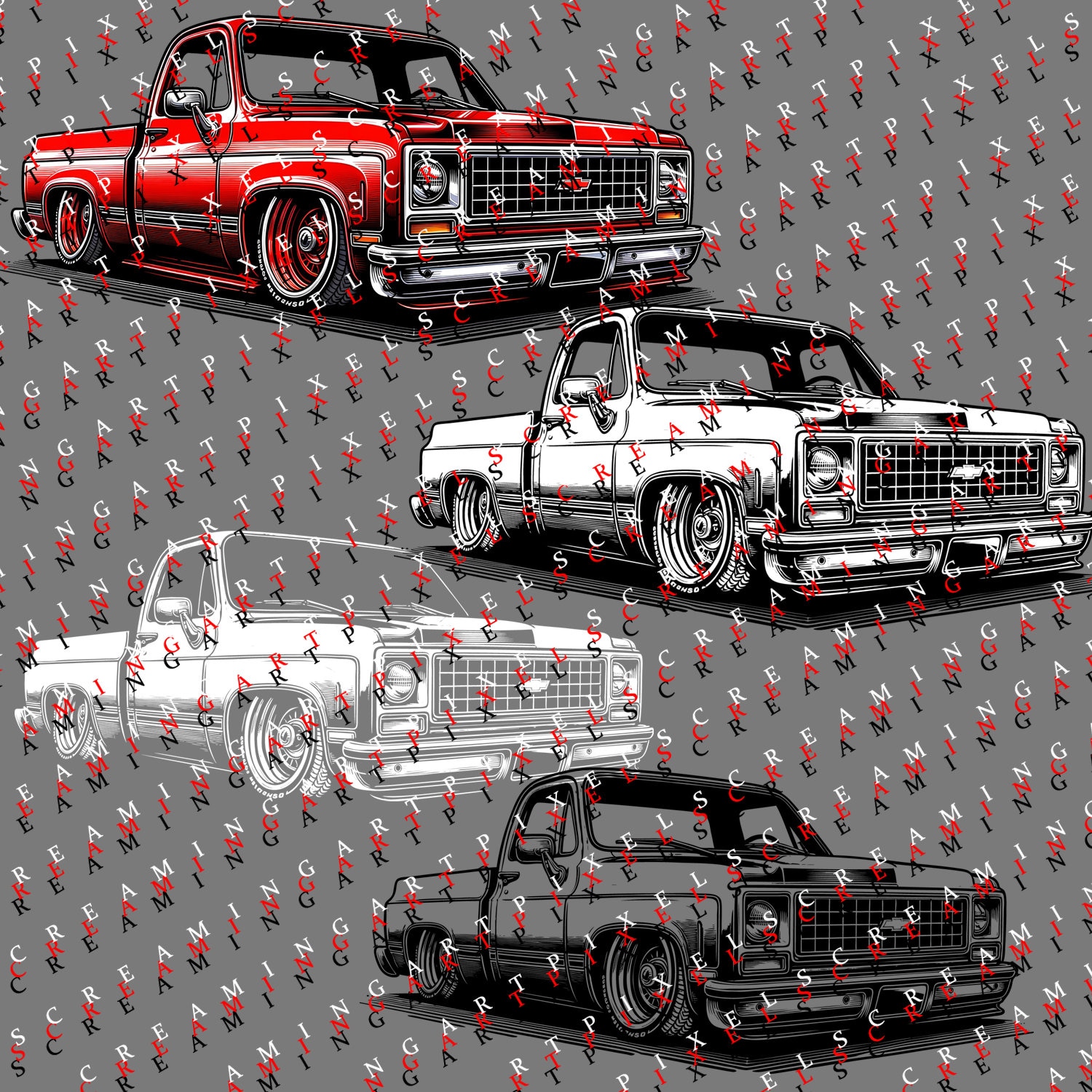 Chevy Squarebody Slammed C10 Digital File, PNG and SVG Files, Chevy C10 ...