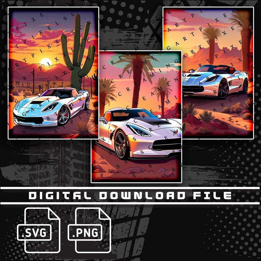 Chevy Corvette, C5, C6, Corvette Svg Png, Digital File 3 Pack, Desert ...