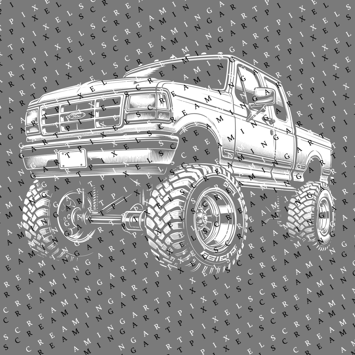 Ford F250 Xlt Extended Cab Digital File, Obs Truck PNG and SVG Files ...