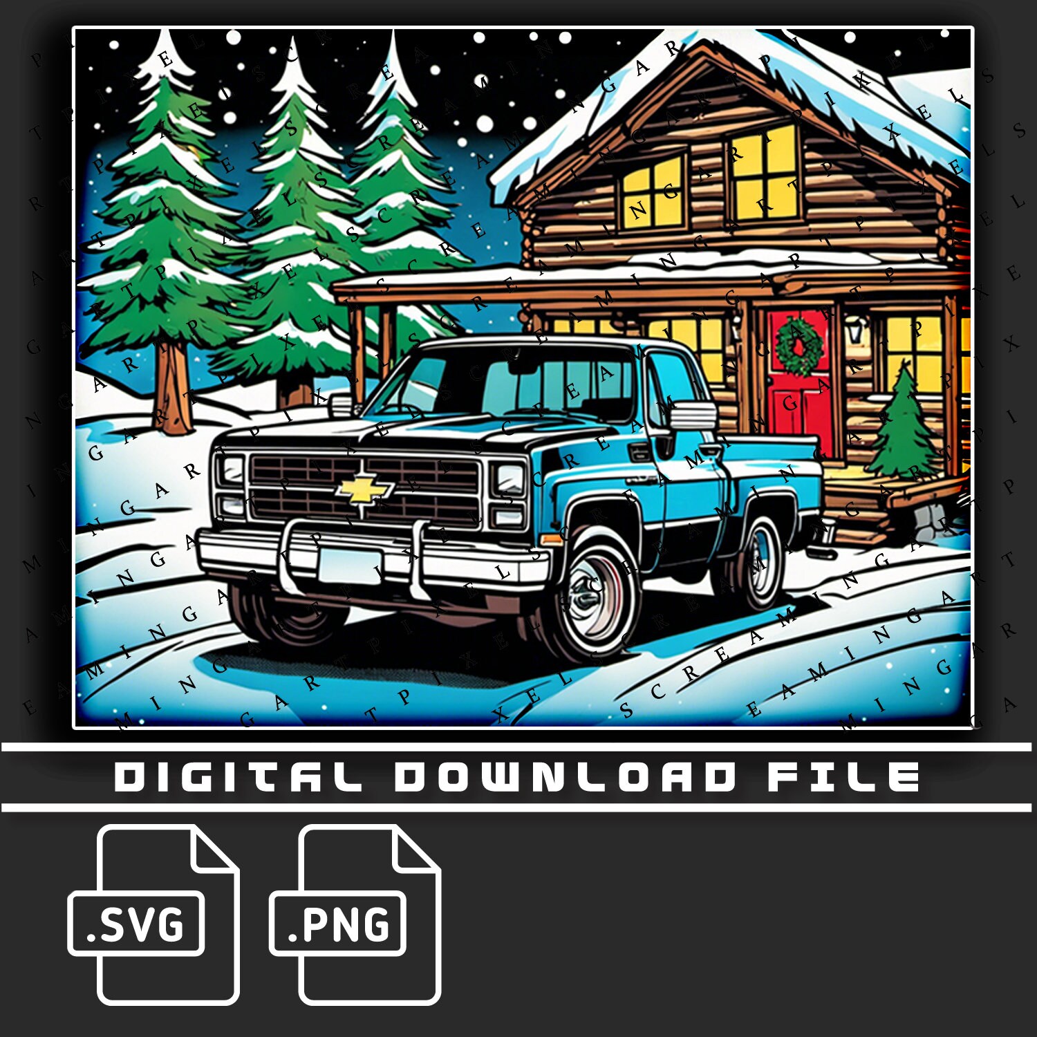 Chevy Squarebody Truck, Chevy C10, Digital File 4 Pack #1, Christmas ...