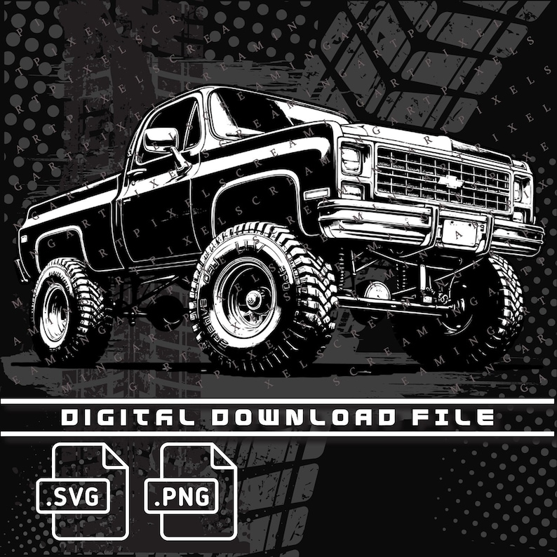 Chevy Squarebody K10 Lifted 4x4 Digital File, PNG and SVG Files, Chevy ...