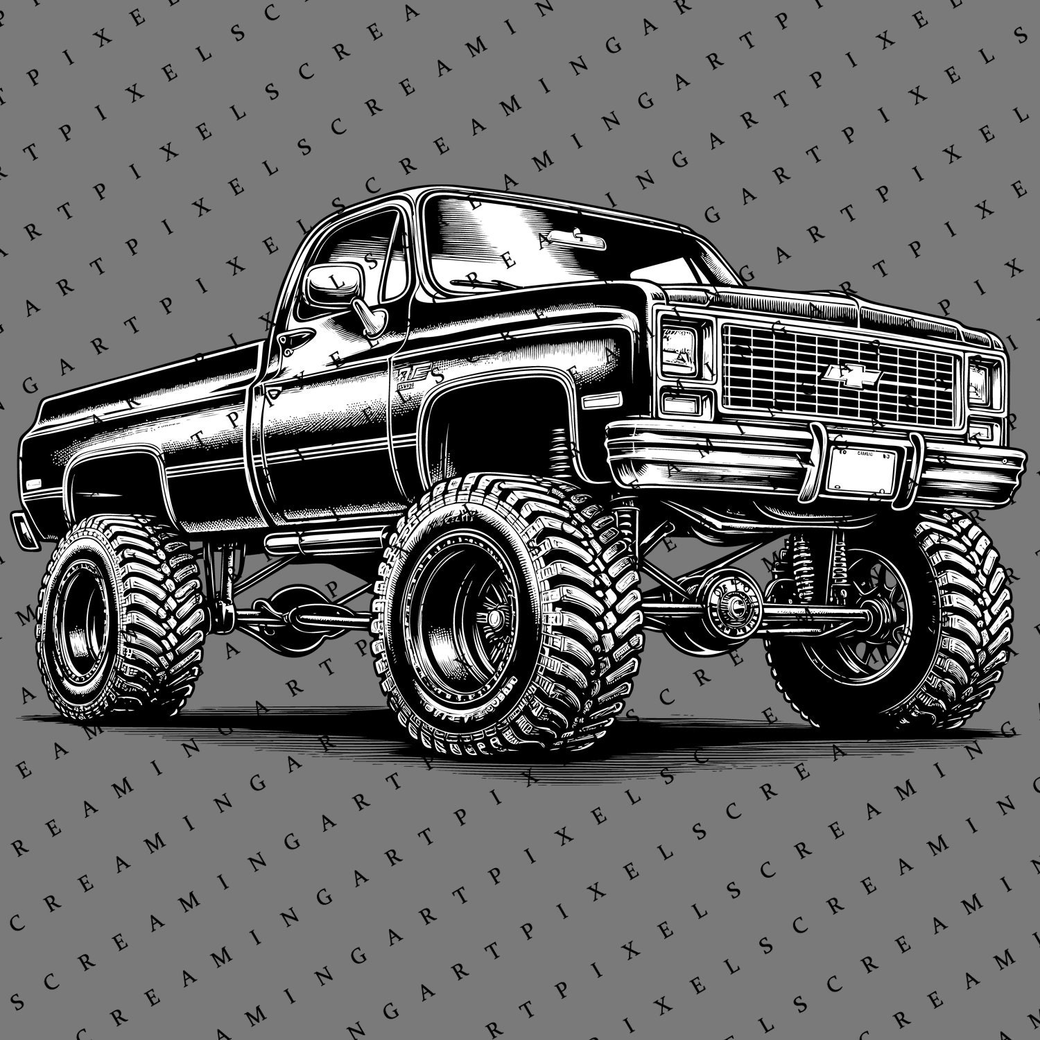 Chevy Squarebody K10 Custom Deluxe Digital File, PNG and SVG Files ...