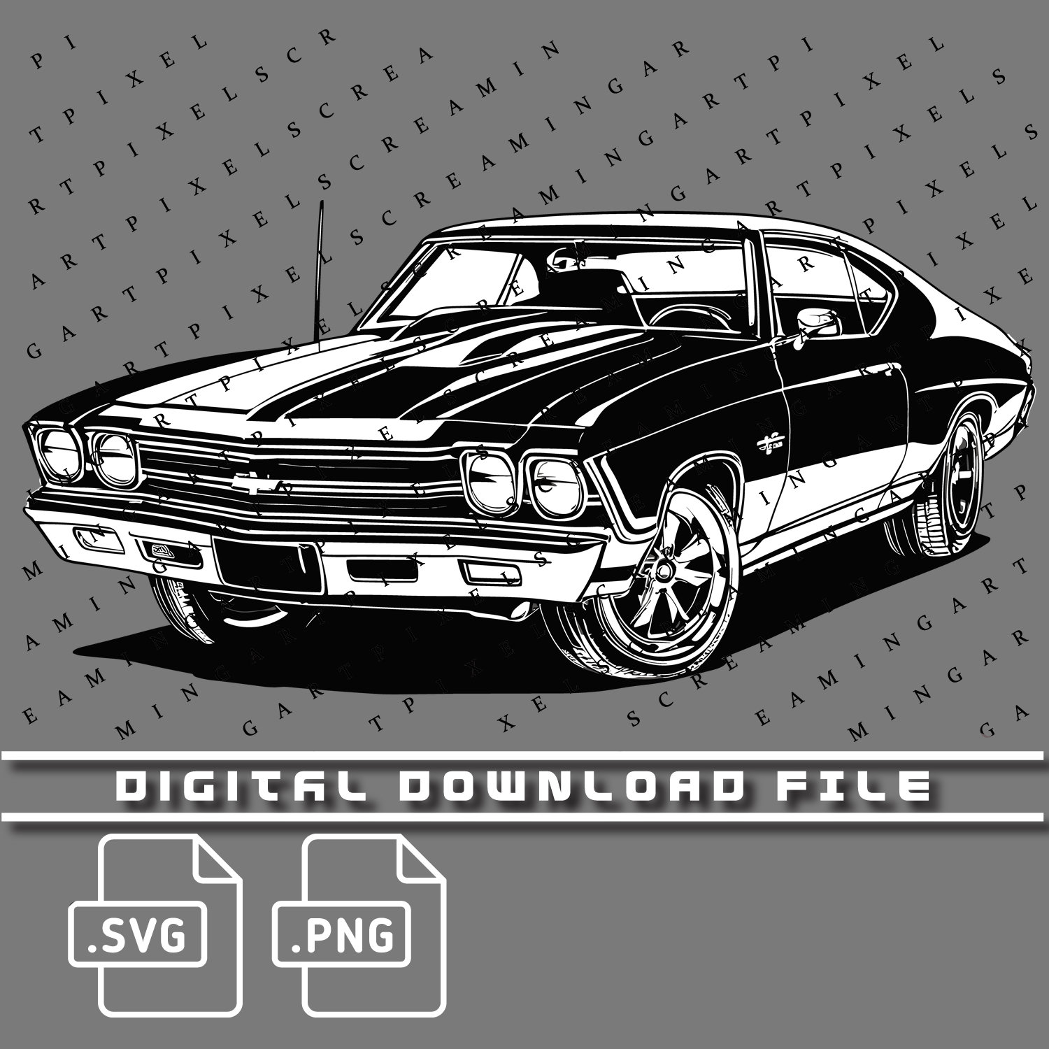 Chevy Chevelle SS, Chevelle Silhouette Digital File, Png & Svg File ...