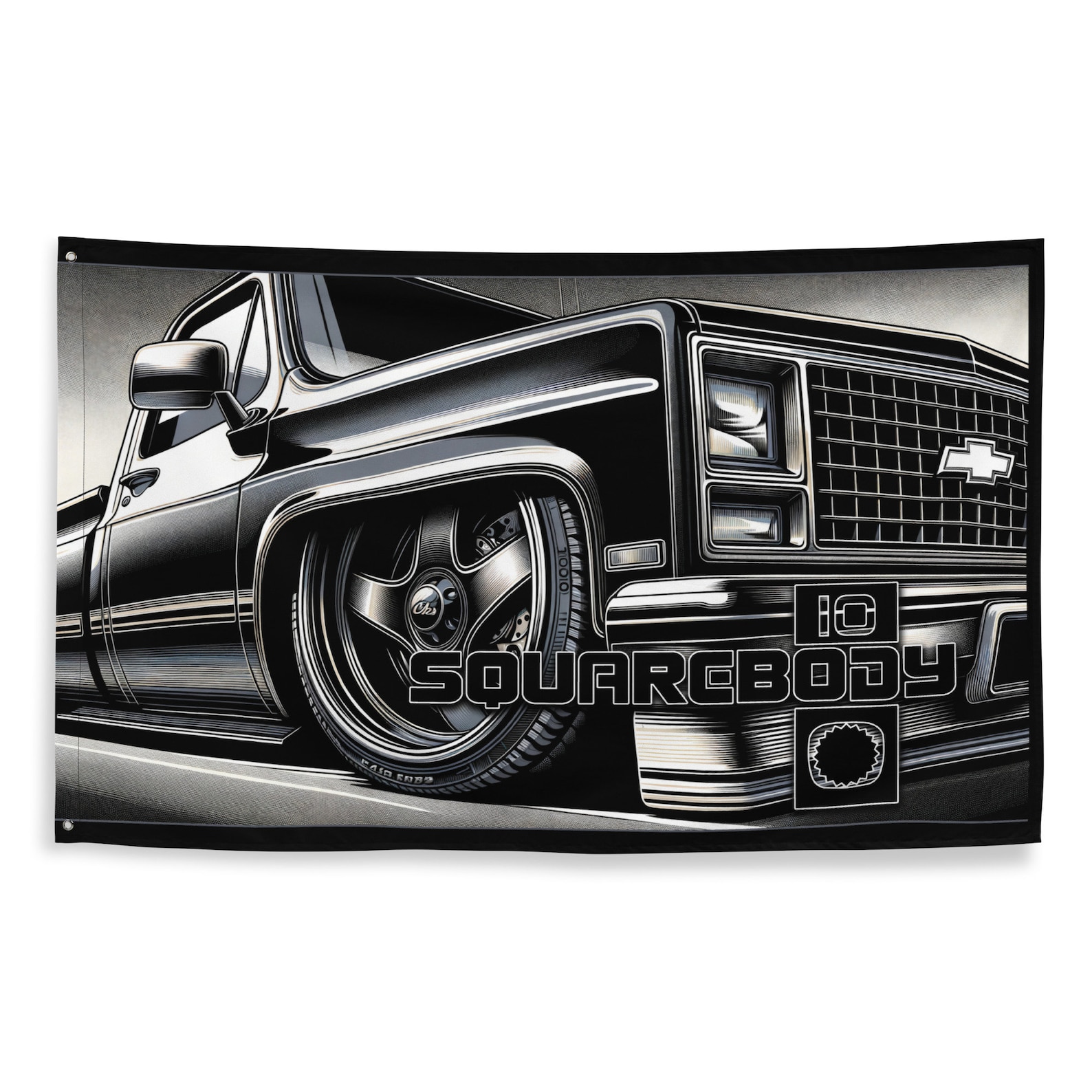 Slammed Squarebody Chevy C10 Emblem Garage Flag - Etsy