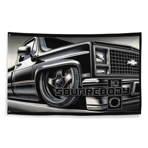 Slammed Squarebody Chevy C10 Emblem Garage Flag - Etsy