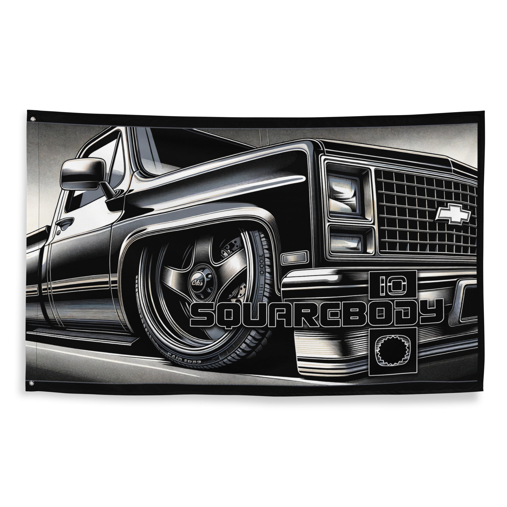 Slammed Squarebody Chevy C10 Emblem Garage Flag - Etsy