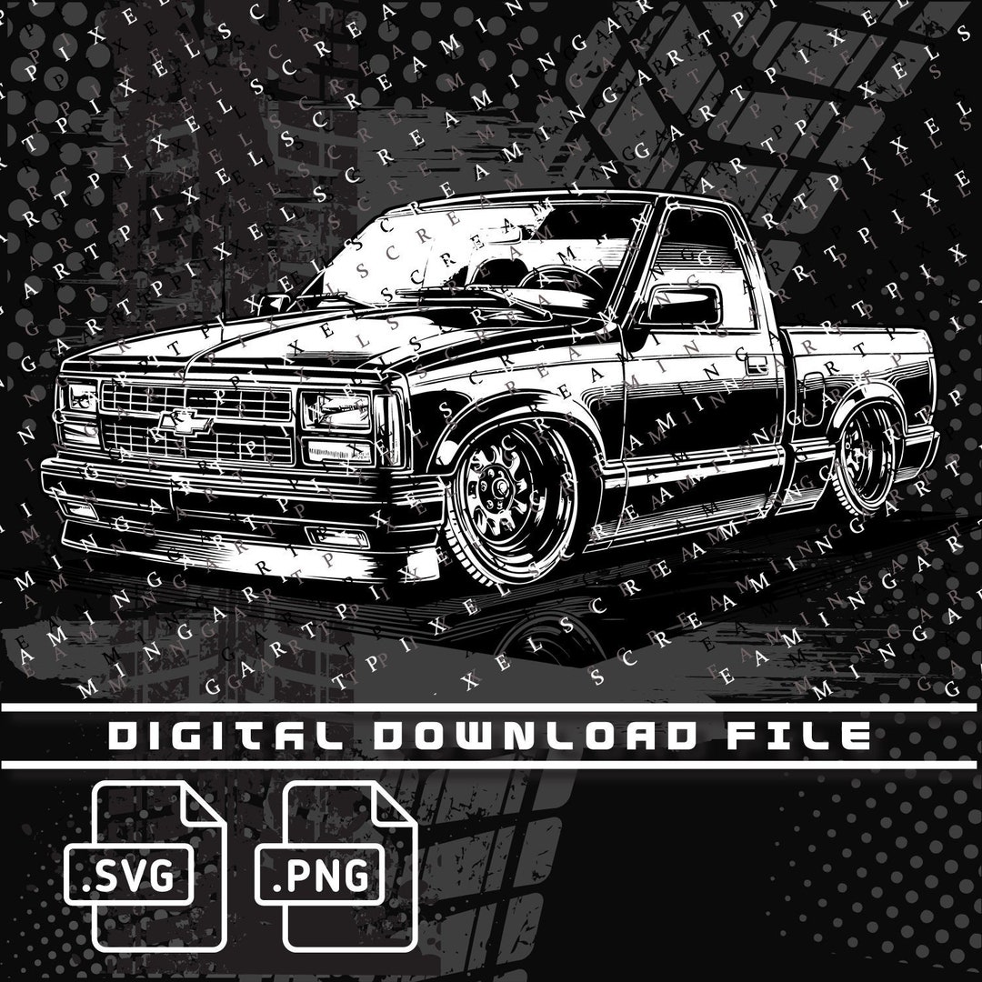 Chevy S10 Mini Truckin Digital File, PNG and SVG Files, Obs Truck ...