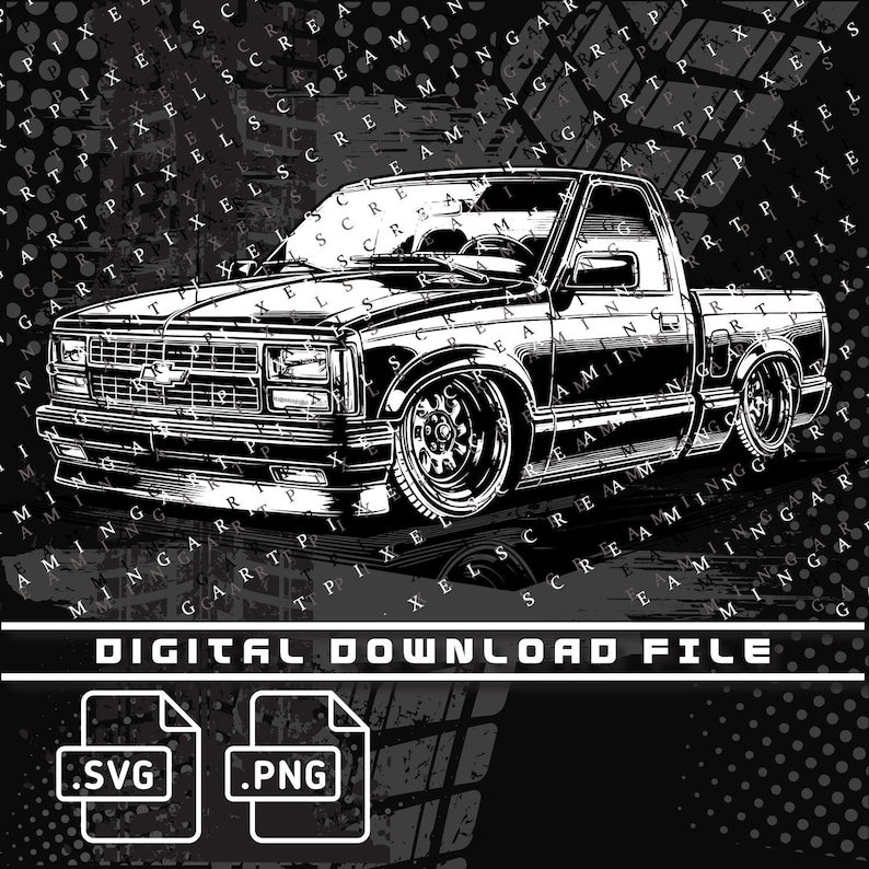 Chevy S10 Mini Truckin Digital File, PNG and SVG Files, Obs Truck ...