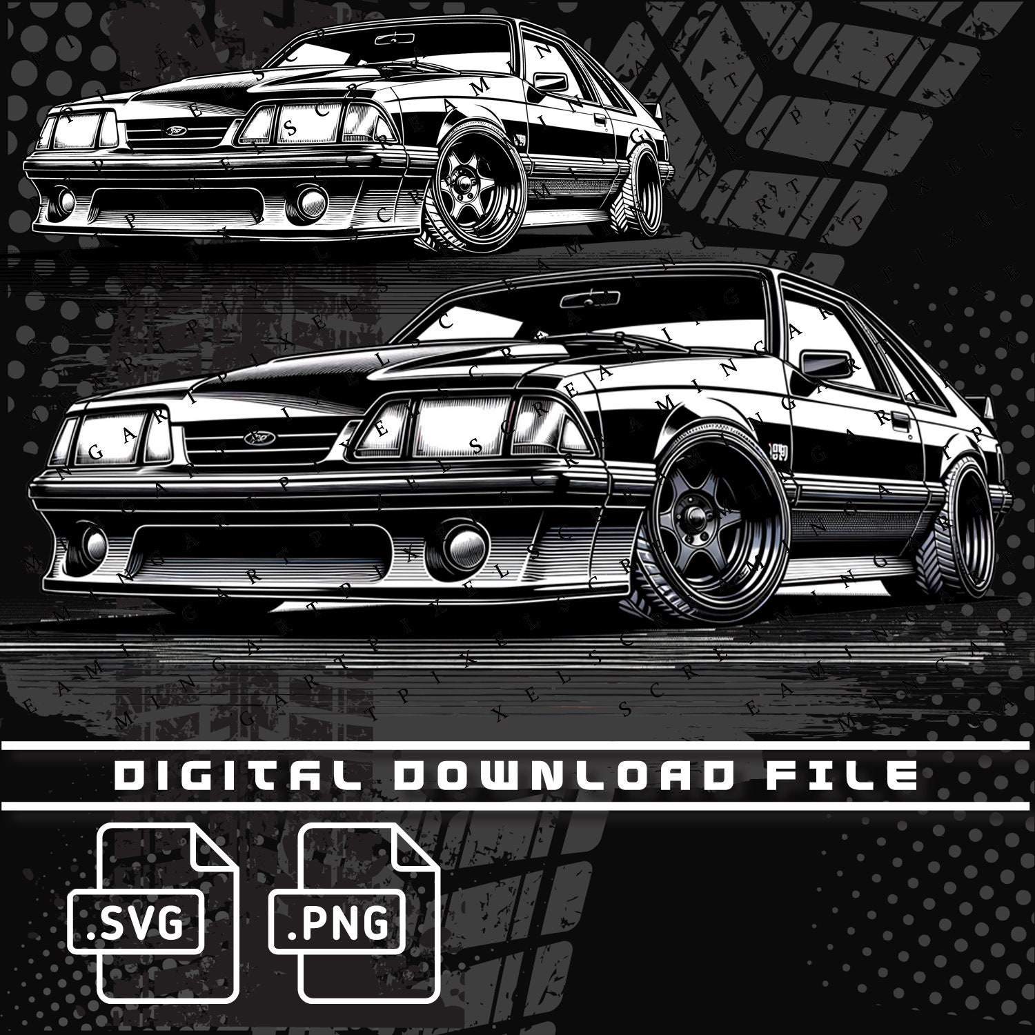 Ford Foxbody Mustang 5.0, Notchback Foxbody Digital File, PNG and SVG ...