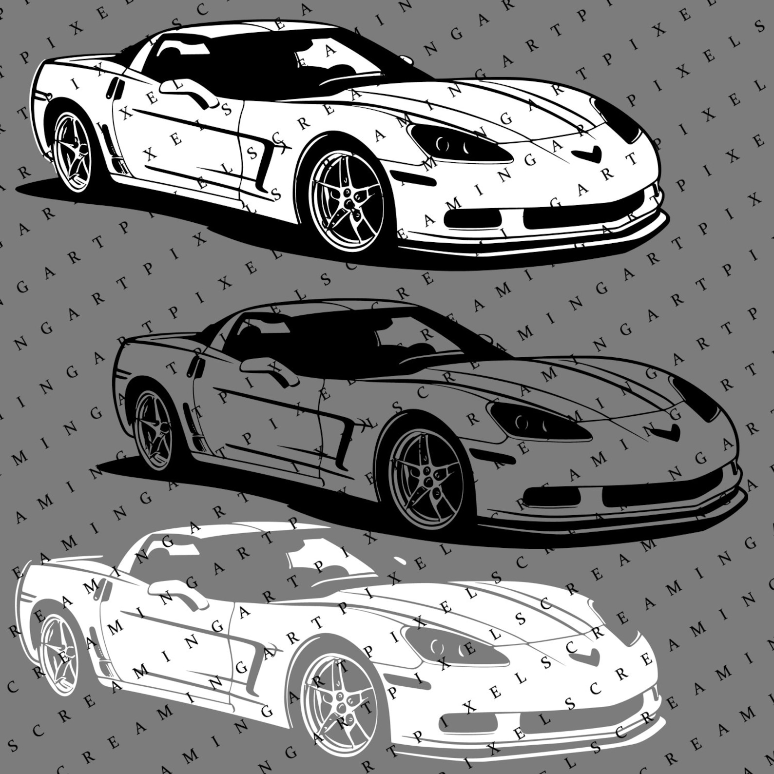 Chevy Corvette Silhouette Digital File, C5, C6 Silhouette, Chevy Racing ...