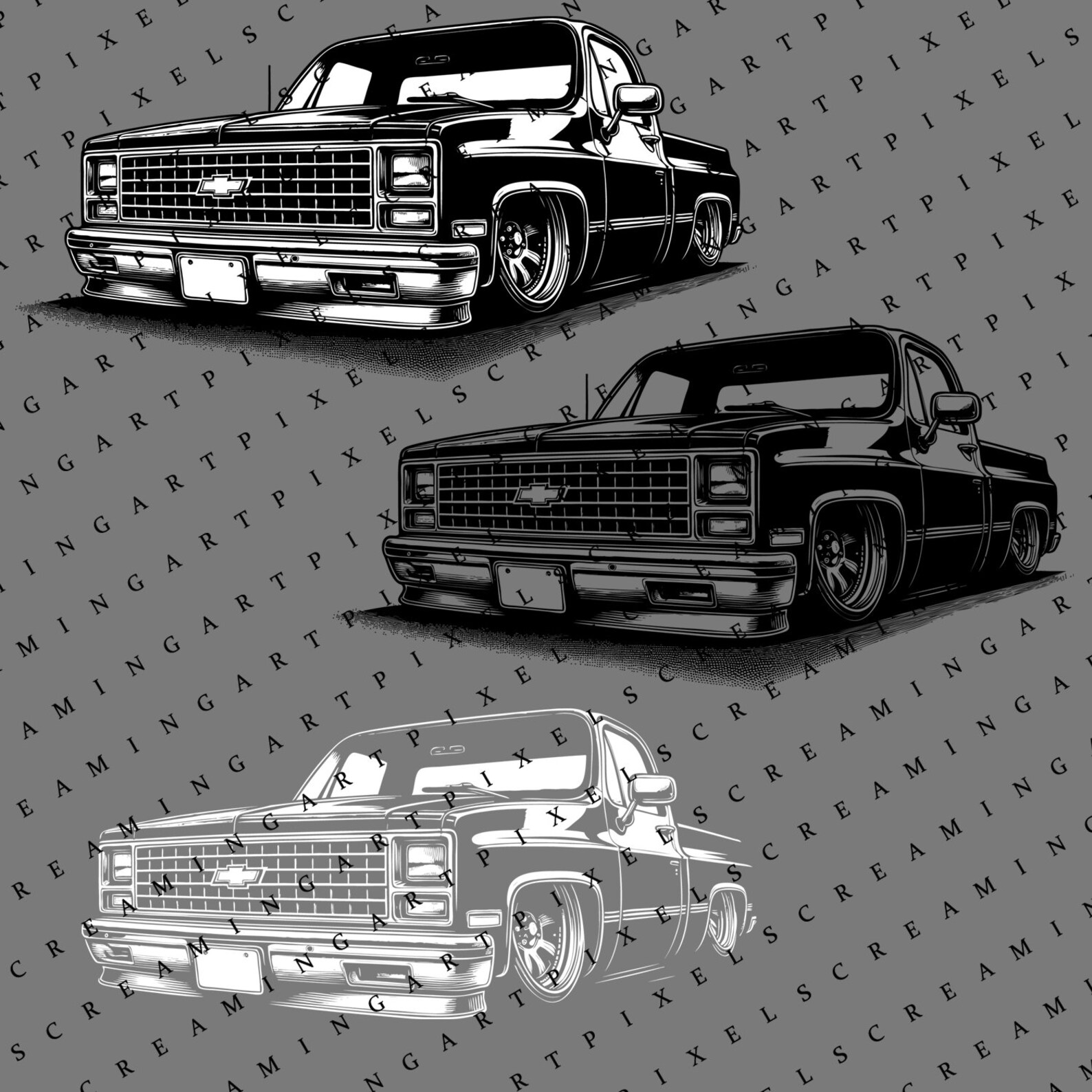 Chevy Squarebody Slammed C10 Digital File, PNG and SVG Files, Chevy C10 ...