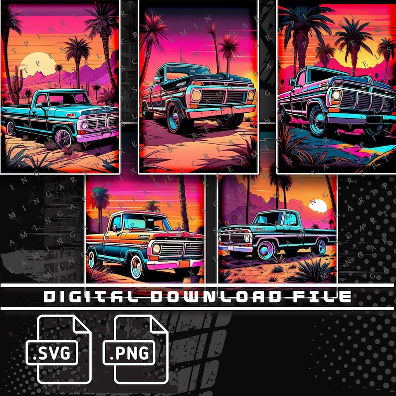 1971 Ford F100 Dentside Truck, Highboy, Bricknose 5 Pack, Desert Scene ...