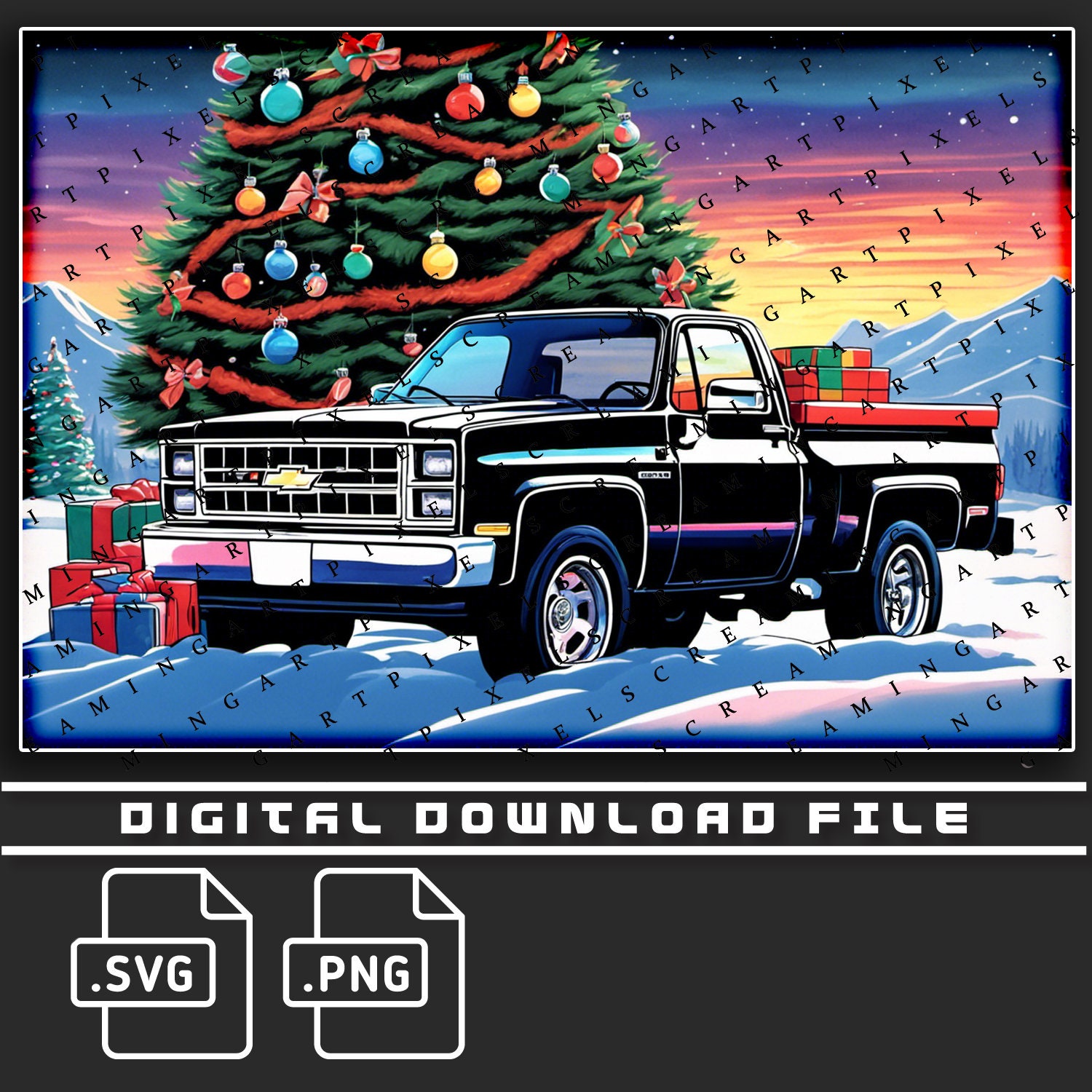 Chevy Squarebody Truck, Chevy C10, Digital File 4 Pack 3, Christmas ...