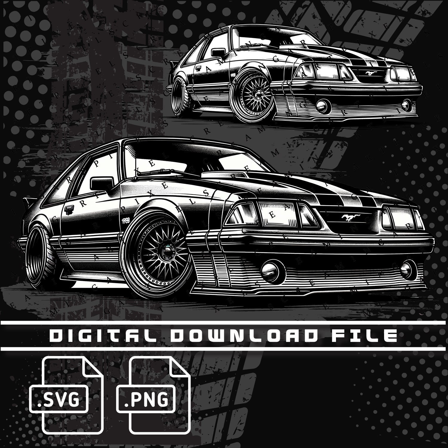 Ford Foxbody Mustang 5.0, Notchback Foxbody Digital File, PNG and SVG ...