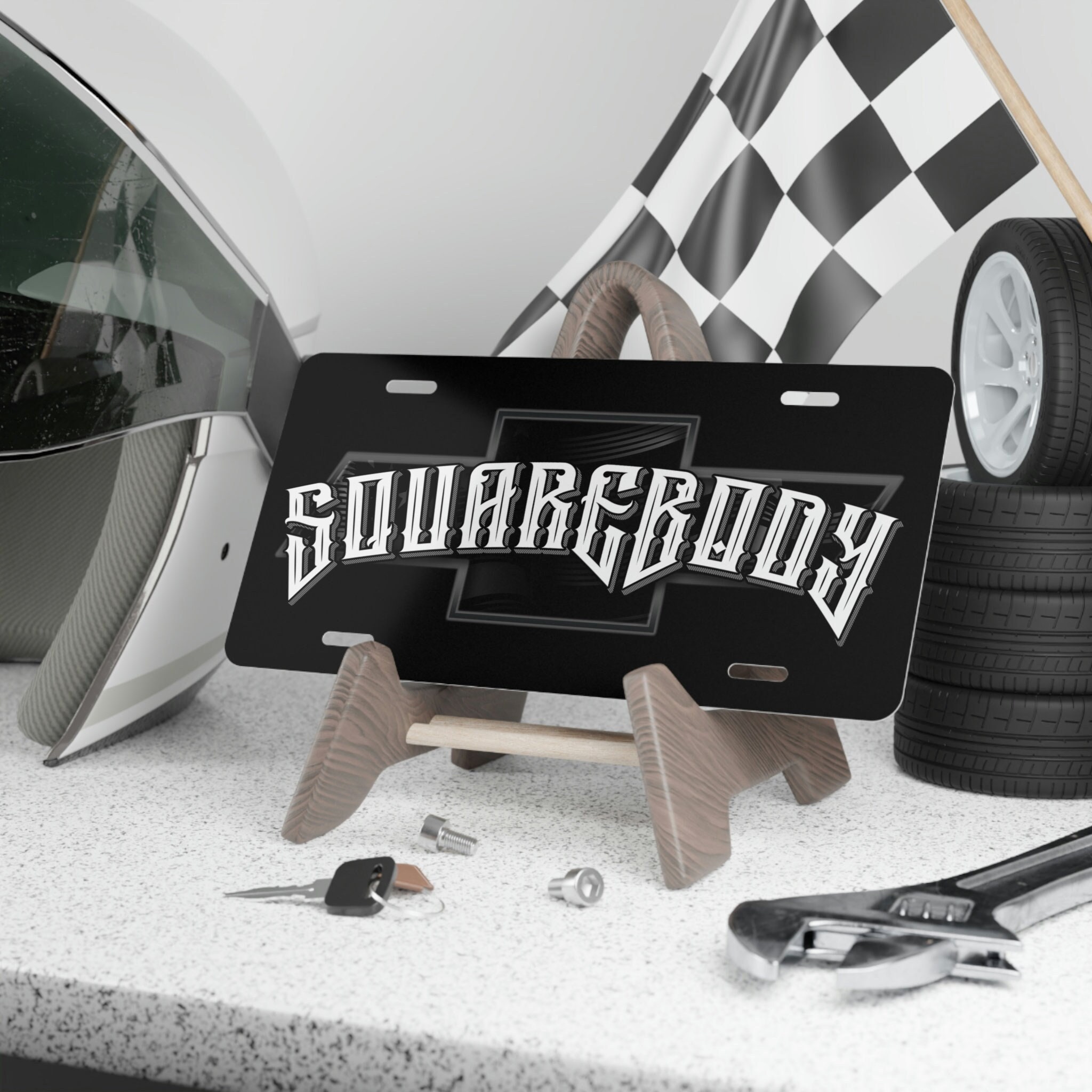 Chevy Emblem Squarebody Vanity Plate, American Flag Squarebody Truck ...