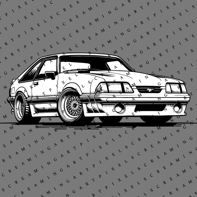 Ford Foxbody Mustang 5.0, Hatchback Foxbody Digital File, PNG and SVG ...