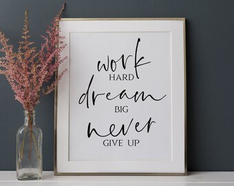 Work Hard // Play Hard // Be Kind // A4 // A5 // Nursery Decor // Home ...