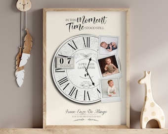 Baby Time Stood Still Photo Birth Record Hanging Metal Wall Plaque Gift ...