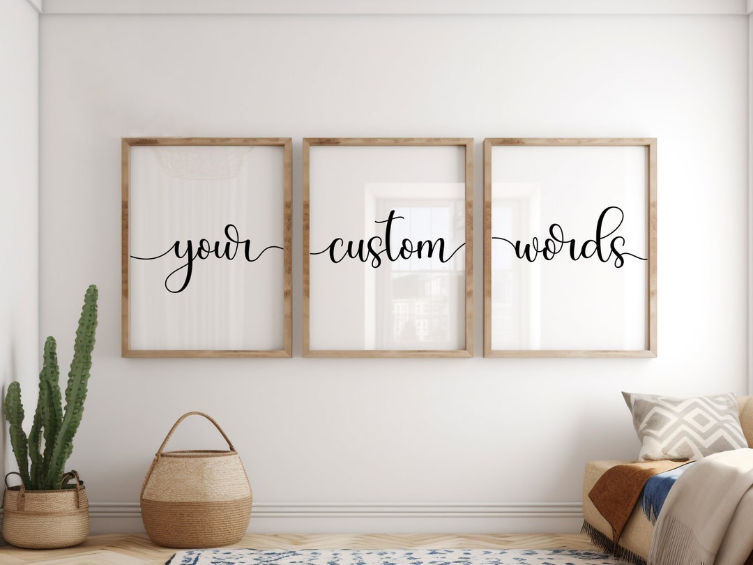 Custom Word Print Set of 3, Your Custom Quote, Set of 3 Word Art Print ...